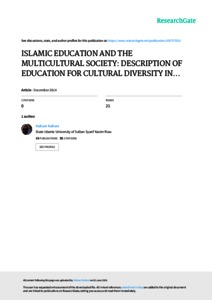 ISLAMIC EDUCATION AND THE MULTICULTURAL SOCIETY: DESCRIPTION OF EDUCATION FOR CULTURAL DIVERSITY ...